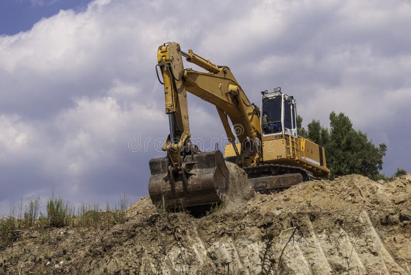 Excavator on Works on a Construction Site Stock Photo - Image of work ...