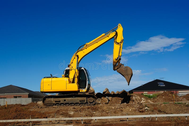 Yellow excavator machine stock image. Image of heap, backhoe - 3851401