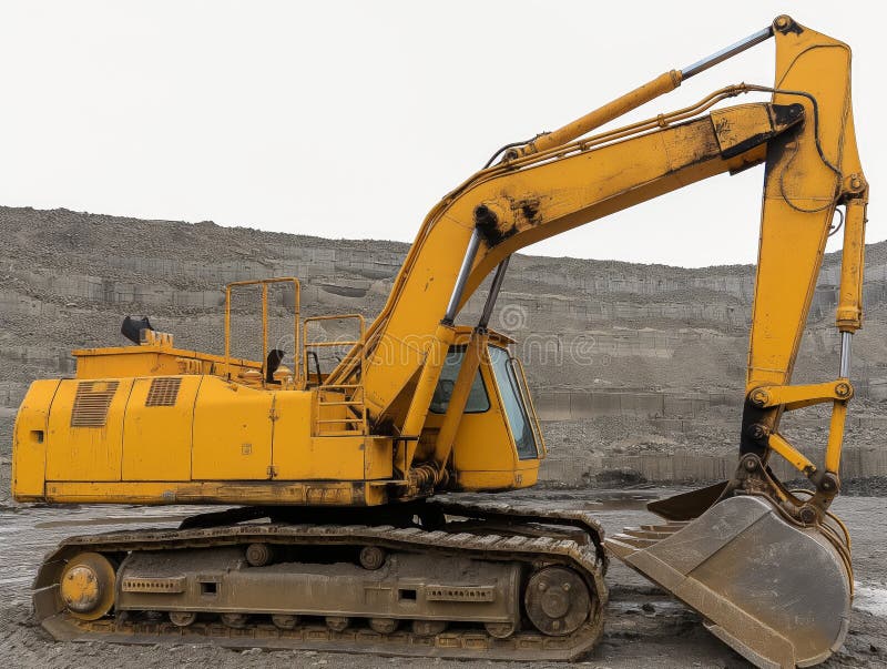 Yellow Excavator at Work Site Stock Photo - Image of mining, vehicle ...
