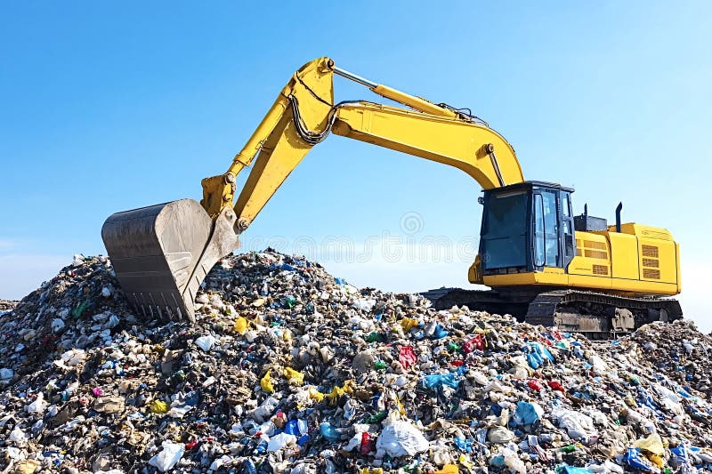 Excavator Working Landfill Full Garbage Stock Photos - Free & Royalty ...