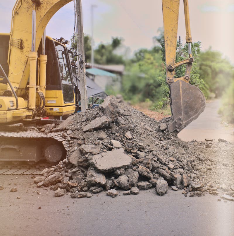 Road Scraping Machine Removes Old Asphalt during Construction ...