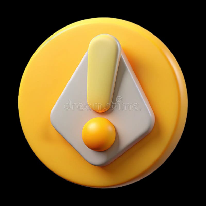 Yellow Exclamation Mark on Gray Studio Background. 3D Rendering Stock ...