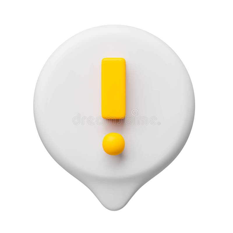 Yellow Exclamation Point in White Speech Bubble 3d Realistic Stock ...