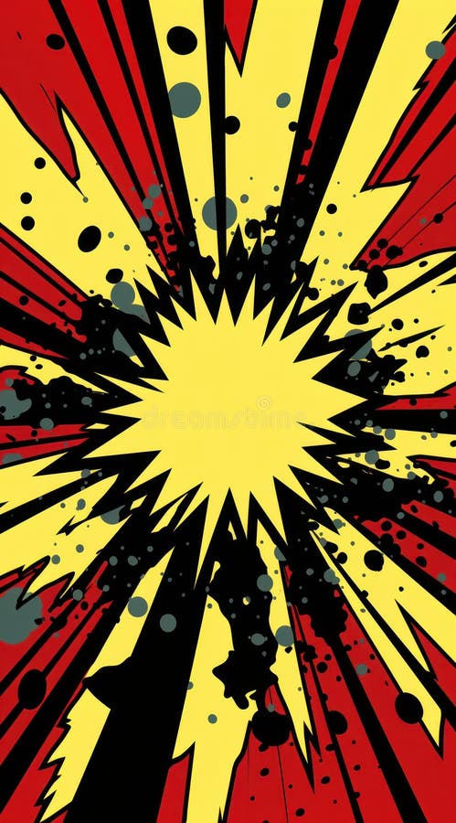Big Yellow Explosion in Comic Style on the Background of the Rays of ...