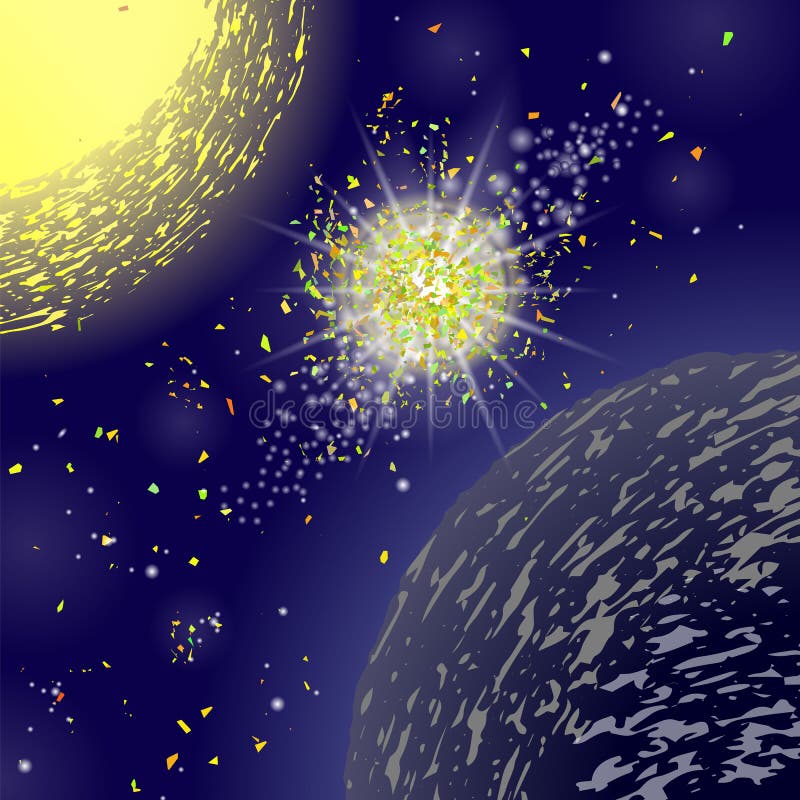 Yellow Explosion on Blue Space Star Background Stock Vector ...