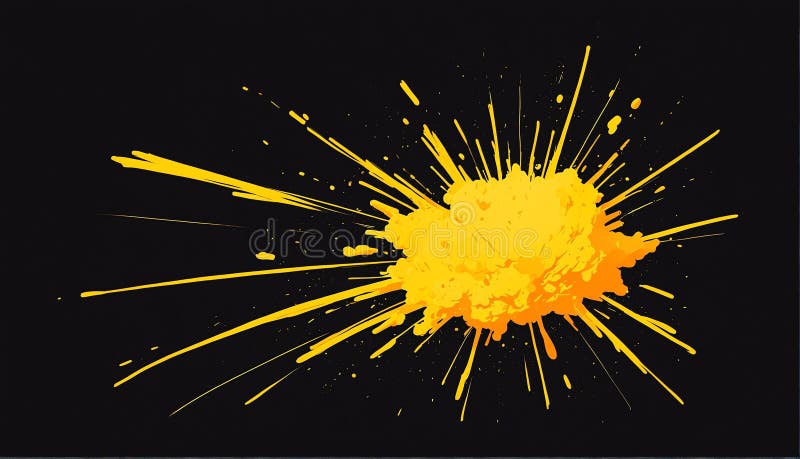Yellow Explosion Impact Effect on Plain Black Ai Generated Stock ...