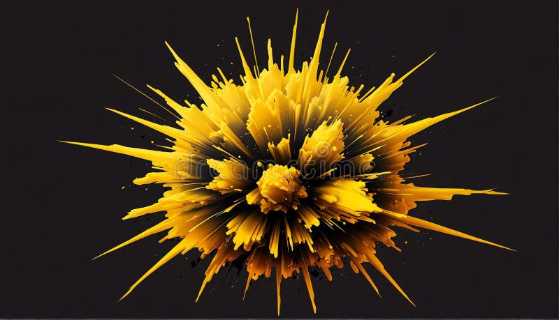 Yellow Explosion Impact Effect on Plain Black Ai Generated Stock ...