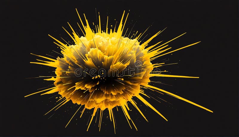 Yellow Explosion Impact Effect on Plain Black Ai Generated Stock ...