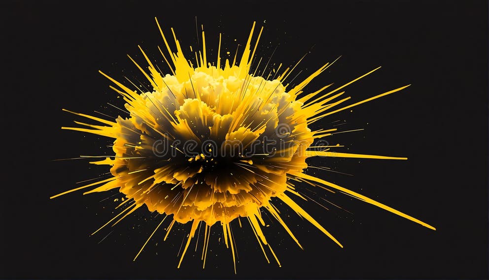 Yellow Explosion Impact Effect on Plain Black Ai Generated Stock ...