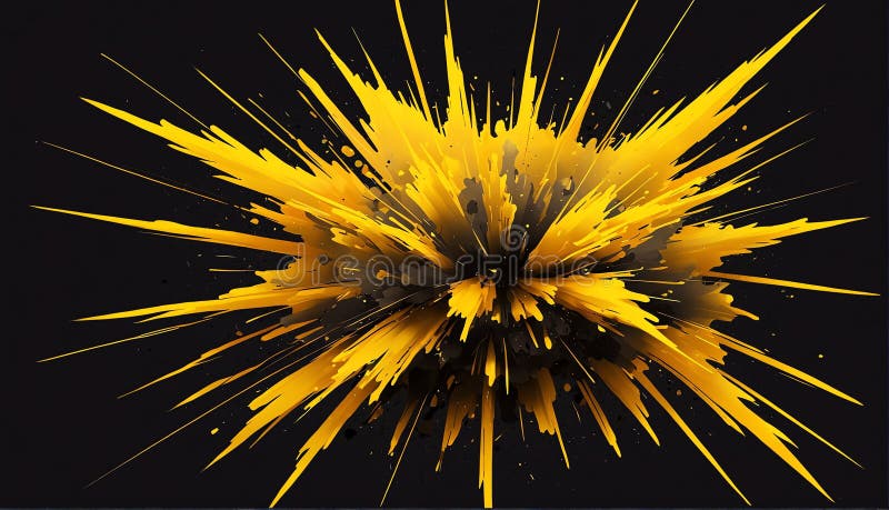 Yellow Explosion Impact Effect on Plain Black Ai Generated Stock ...