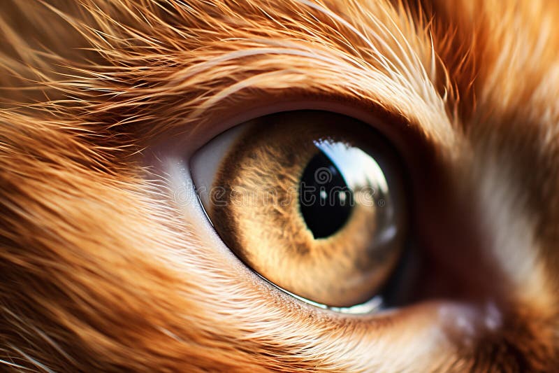 Yellow Eye of a Ginger Cat Close-up. Generated by Artificial ...