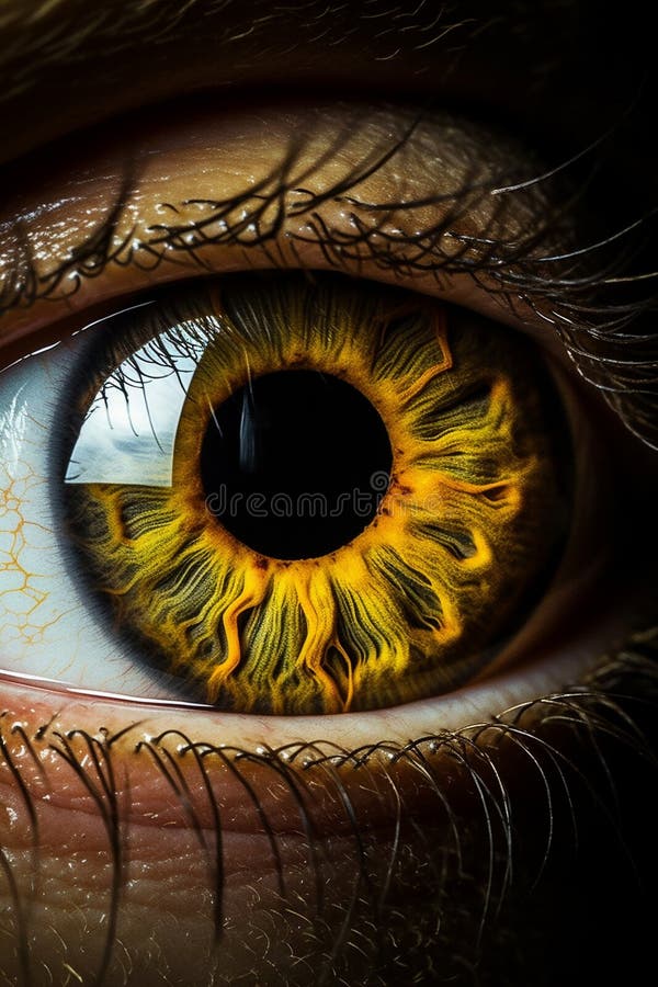 The Yellow Eye of Man. AI Generated Stock Photo - Image of detailed ...