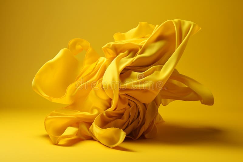 Yellow Fabric Blowing on Yellow Background Generative AI Stock ...