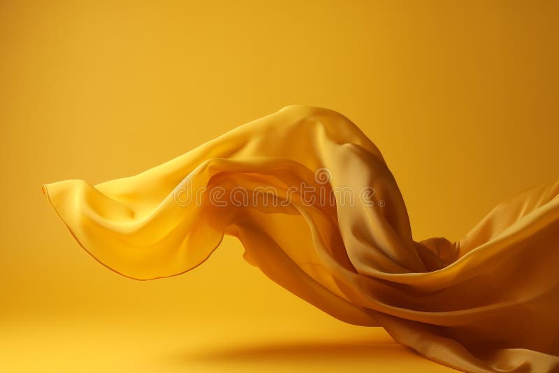 Yellow Fabric Blowing in the Wind on Yellow Background Generative AI ...