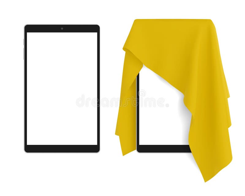 Yellow Fabric Covering a Blank Tablet Pad Gadget, Vector Illustration ...
