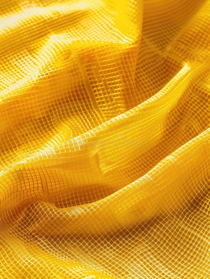 A Yellow Fabric with a Mesh Pattern Stock Photo - Image of lines, light ...