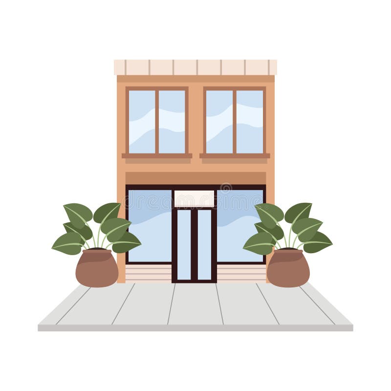 Yellow facade building stock vector. Illustration of outside - 225609418