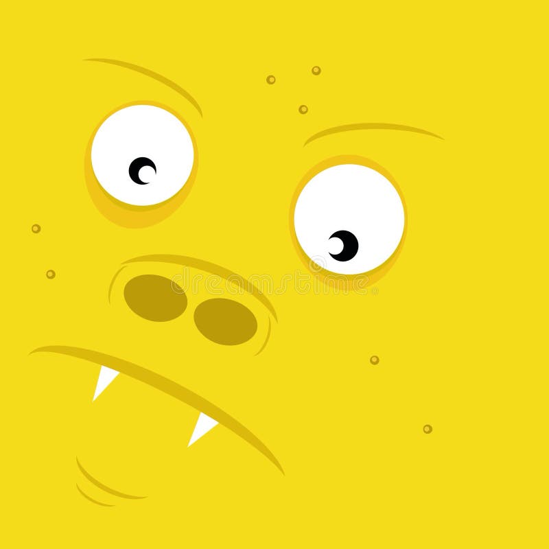 Yellow face of monster stock vector. Illustration of graphic - 49979140