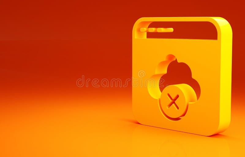 Yellow Failed Access Cloud Storage Icon Isolated on Orange Background ...