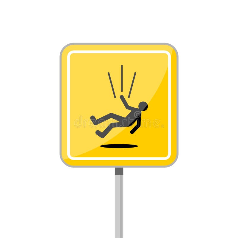 Yellow Fall Danger Sign, Simple Vector Icon Stock Vector - Illustration ...