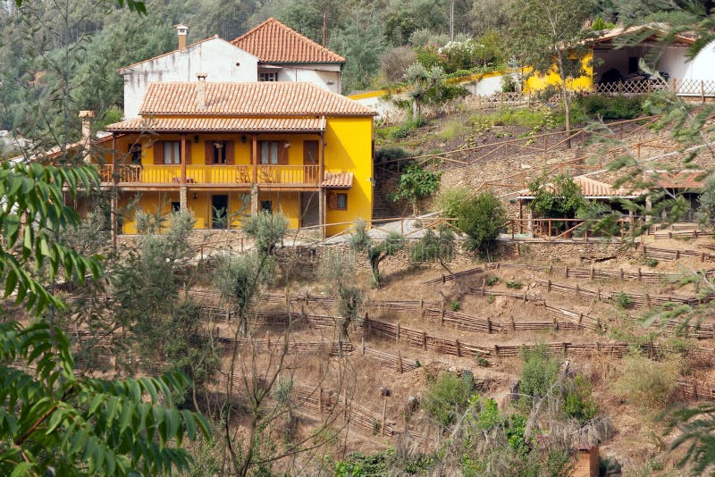 Yellow farm house stock photo. Image of agricultural - 20859776