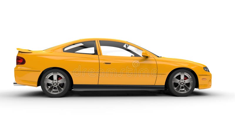 Yellow Fast Car - Side View Stock Illustration - Illustration of ...
