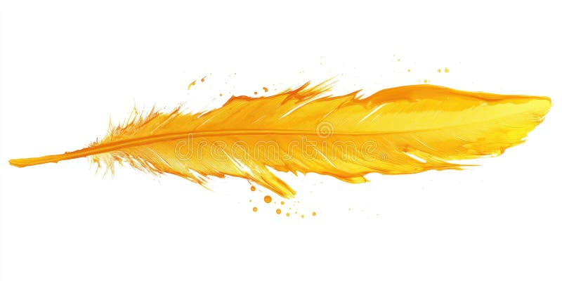 Yellow Feather on White Background Stock Image - Image of purity ...