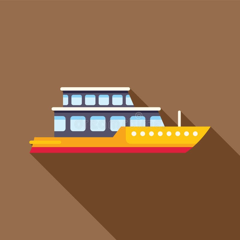 Yellow Ferry Boat Sailing on the Water with Long Shadow Stock Vector - Illustration of holiday ...