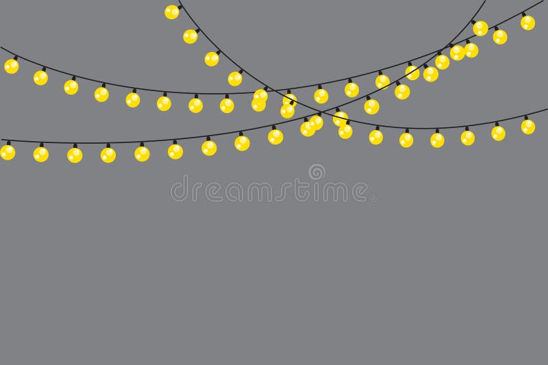 Yellow Festive Lights. Curved String Bulbs. Bright Hanging Garland ...