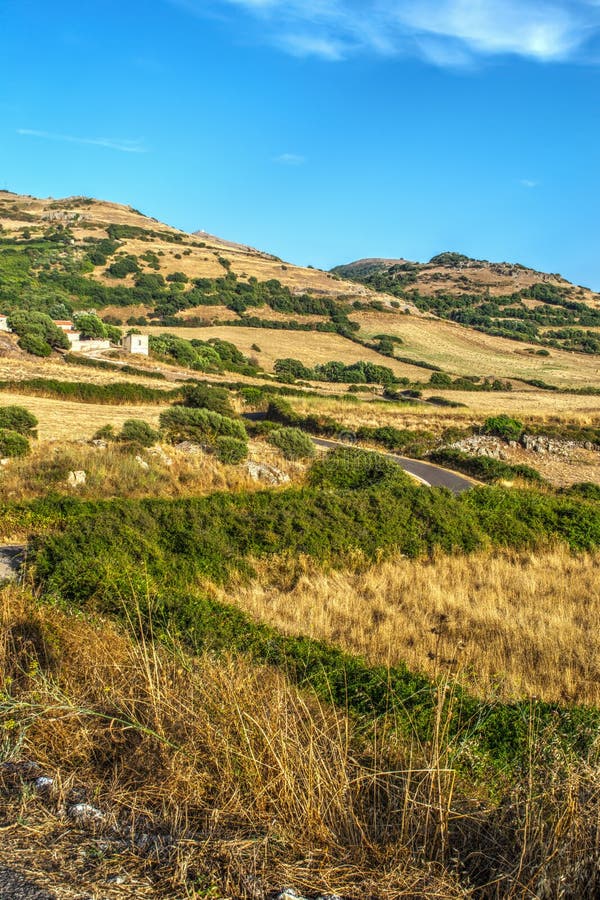 Sardinian Countryside at Sunset Stock Photo - Image of panoramic ...