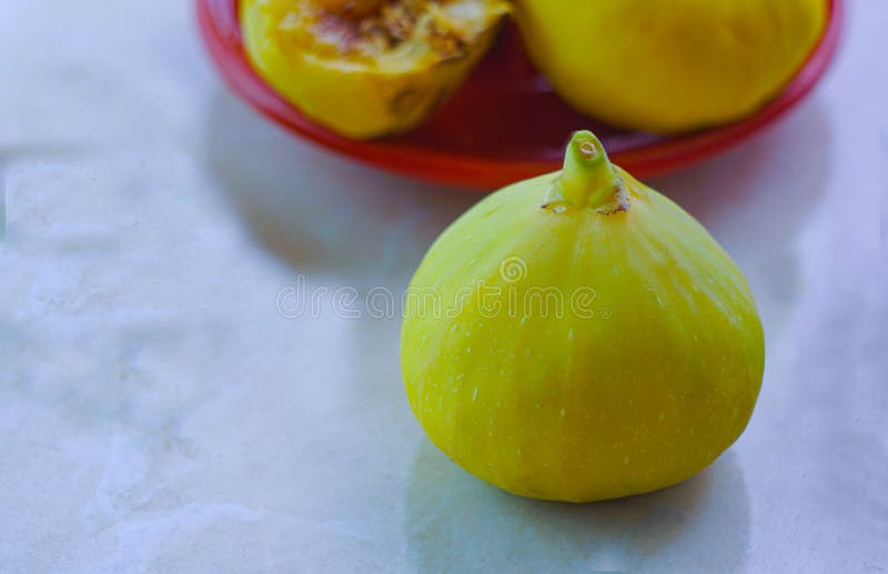 Yellow figs stock photo. Image of fruits, plate, slices - 254687632