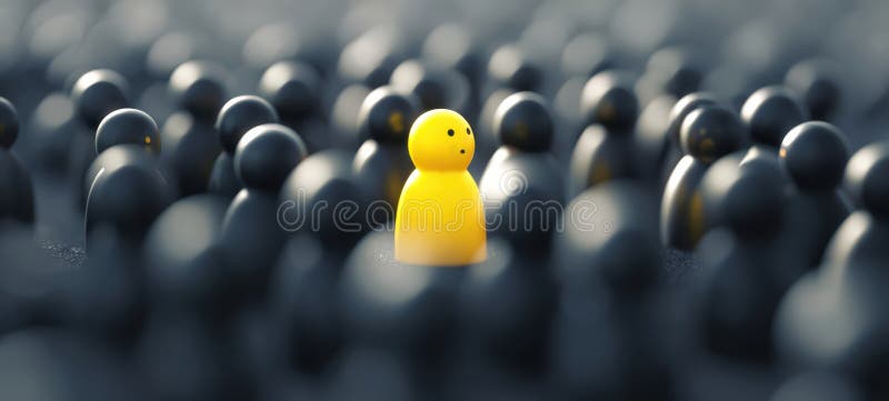 The Yellow Figure Standing Out in a Crowd of Black Figures AI Generated ...