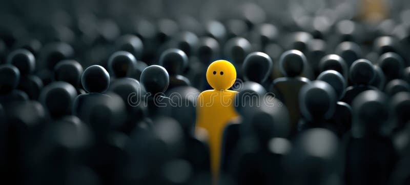 The Yellow Figure Standing Out in a Sea of Black Silhouettes AI ...