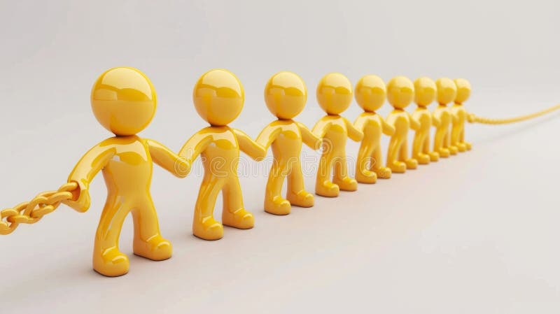 Yellow Figures in a Line: Symbolizing Unity, Connection, and Teamwork ...