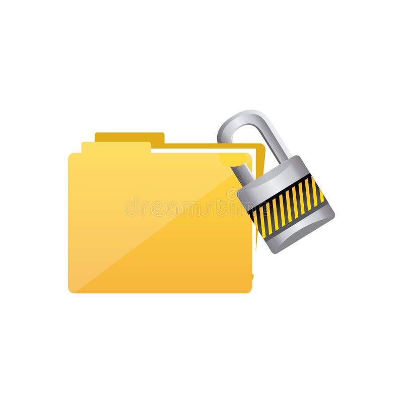 Yellow File and Close Lock Icon Stock Illustration - Illustration of ...