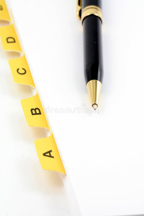 Yellow File Divider and Pen Stock Photo - Image of supply, office: 1870700
