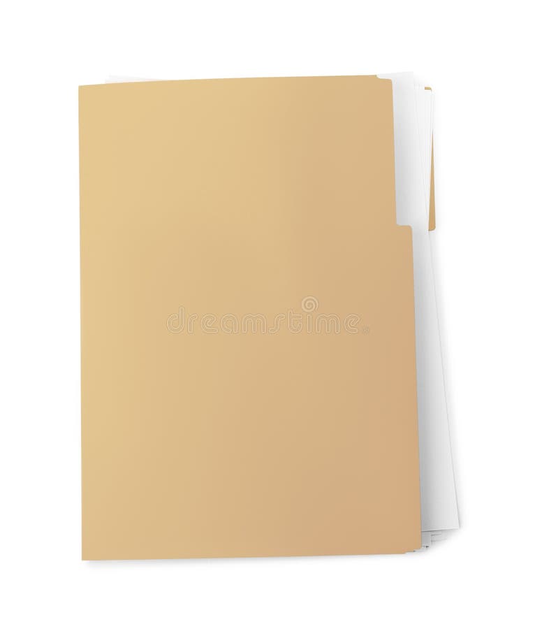 Yellow File with Documents Isolated on White, Top View Stock Photo ...