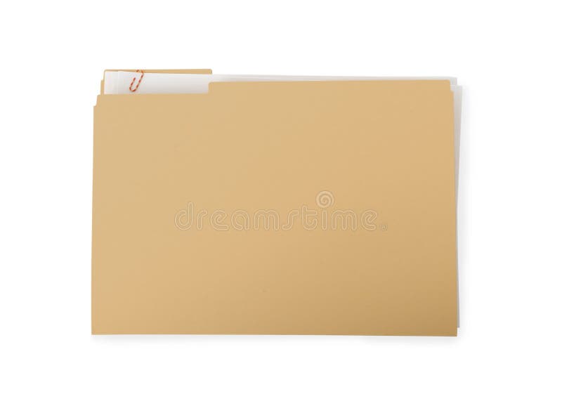 Yellow File with Documents Isolated on White, Top View Stock Photo ...