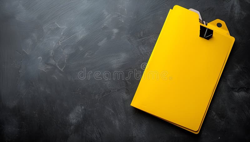 Yellow File with Documents and Top Secret Stamp on Black Table, Top ...