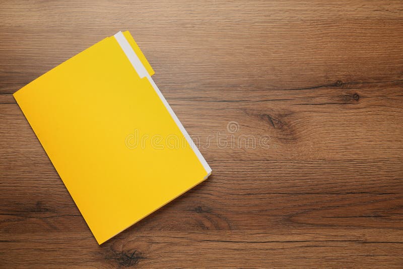 Yellow File with Documents Isolated on White, Top View Stock Photo ...