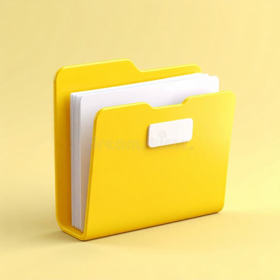 Yellow File Folder with Documents on Yellow Background Stock ...