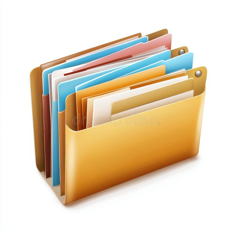 Yellow File Folder with Documents Clipart Stock Illustration ...