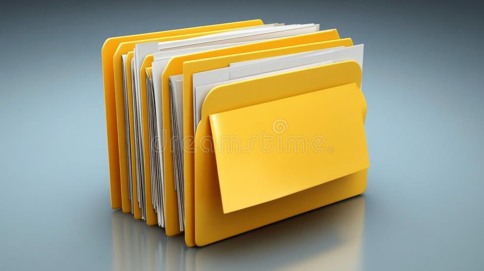 Yellow File Folder Filled with Important Documents Stock Illustration ...