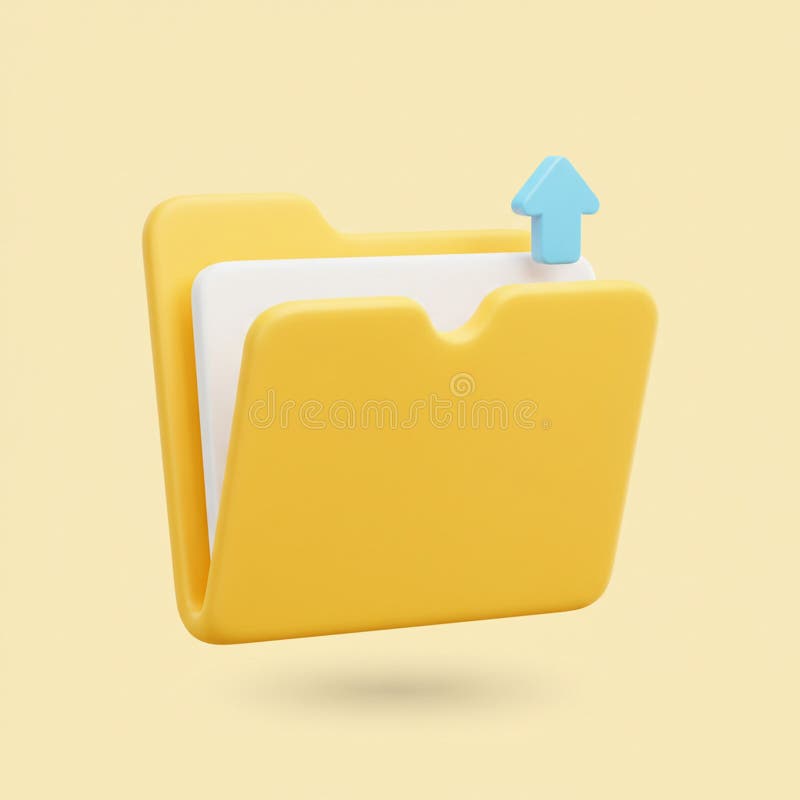 A Yellow File Cabinet Icon with Open Drawers Isolated on a White ...