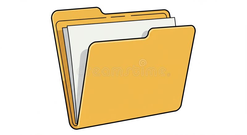 A Yellow File Cabinet Icon with Open Drawers Isolated on a White ...