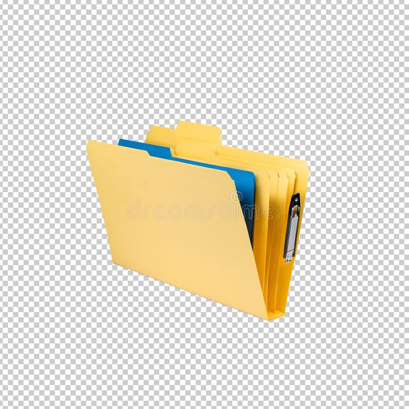 Yellow File Folders in Cardboard Box 3D Stock Illustration ...