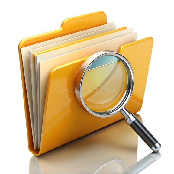 Yellow File Folder with Magnifying Glass Icon Search Stock Illustration ...