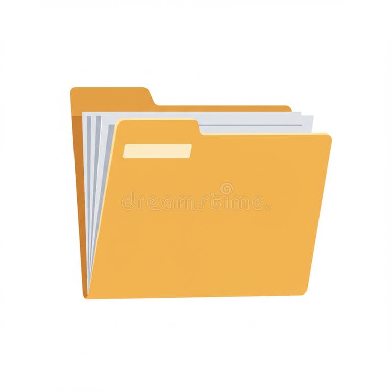 Yellow File Folder with Multiple Sheets of Paper Partially Visible ...