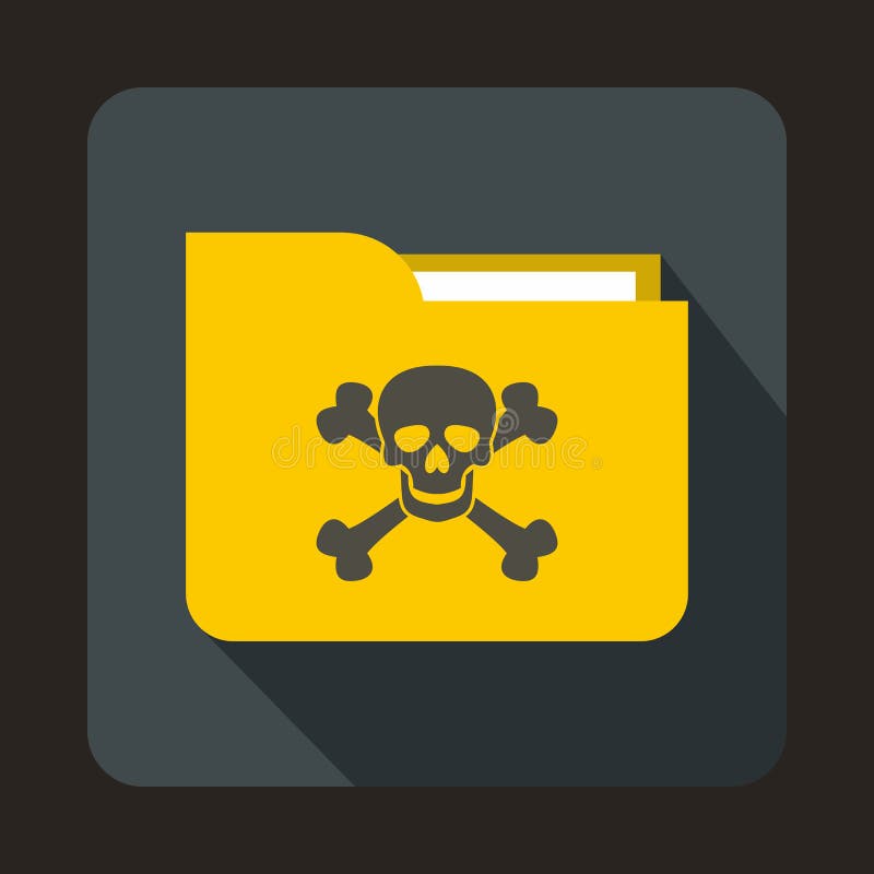 Yellow File Folder with a Skull Icon, Flat Style Stock Illustration ... Yellow File Folder with a Skull Icon, Flat Style Stock Illustration ...
