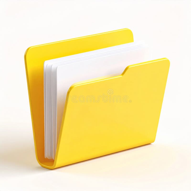A Yellow File Cabinet Icon with Open Drawers Isolated on a White ...